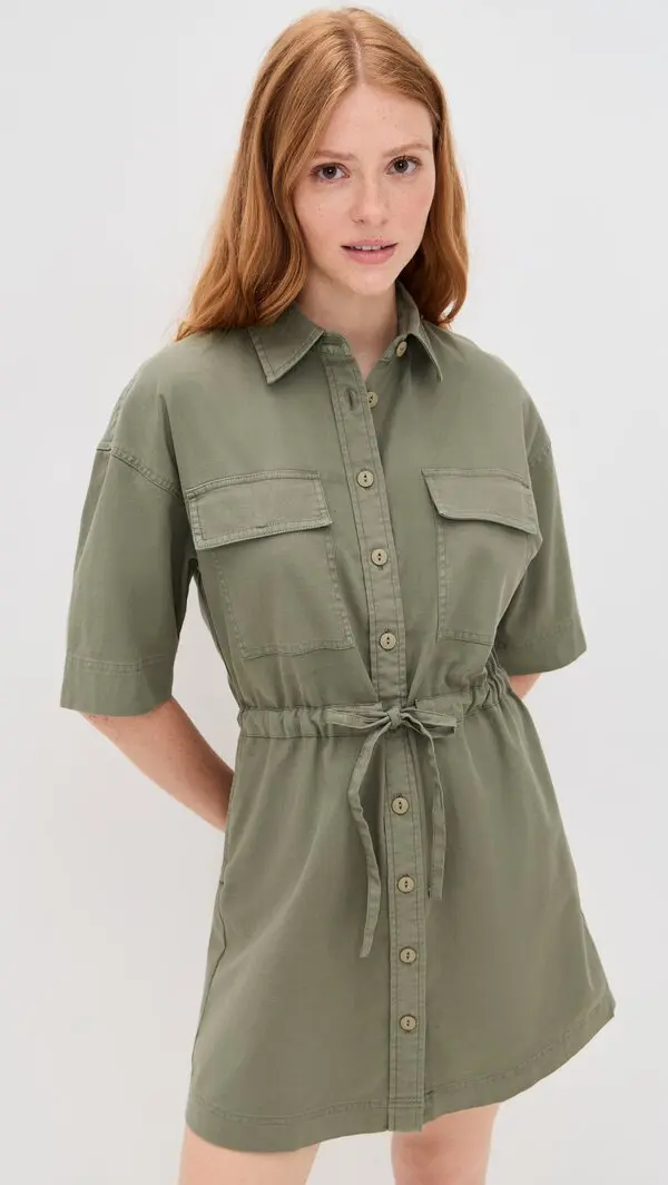 Faherty Brand Utility Twill Mini Shirt Dress