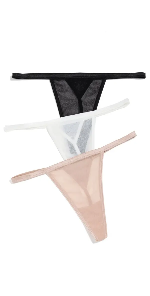 Cosabella Soire Confidence G String 3 Pack - Black/sette/moon Ivory