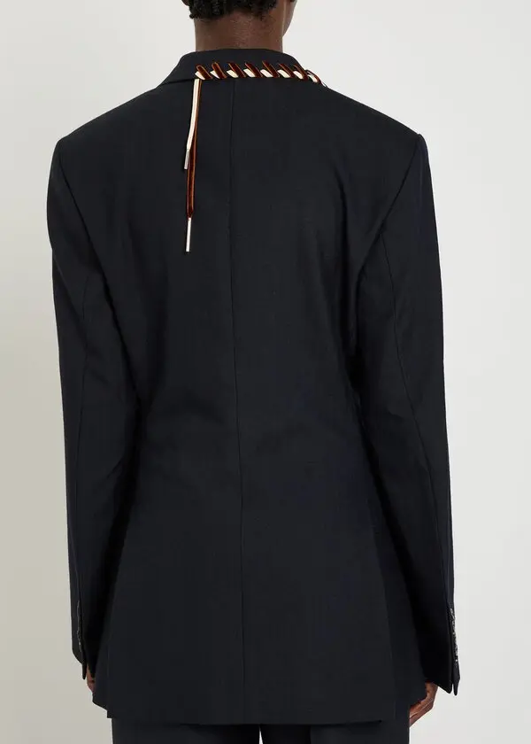 Dries Van Noten Embellished Wool Wrap Blazer