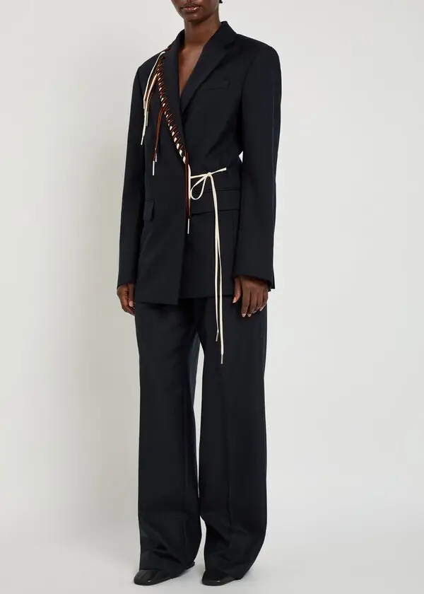 Dries Van Noten Embellished Wool Wrap Blazer