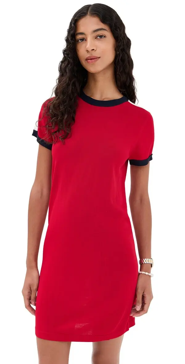 STATE & LAKE Ringer Track Dress - Red/white/navy