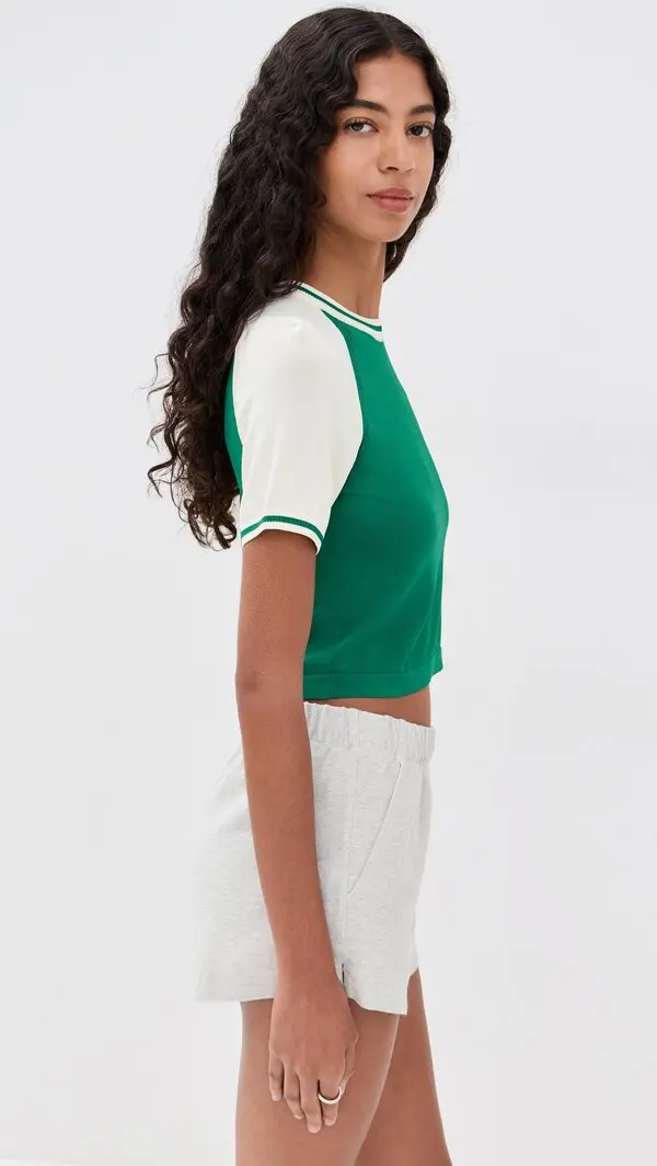 STATE & LAKE Raglan Baseball Tee - Green/white