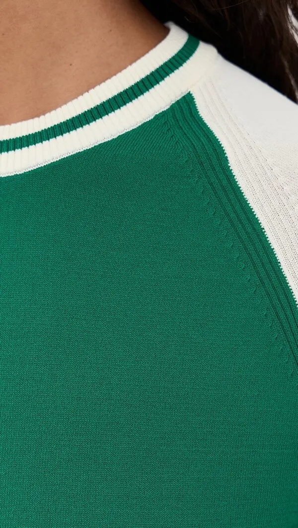 STATE & LAKE Raglan Baseball Tee - Green/white