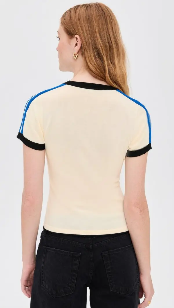 STATE & LAKE Ringer Track Tee - White/cobalt/black