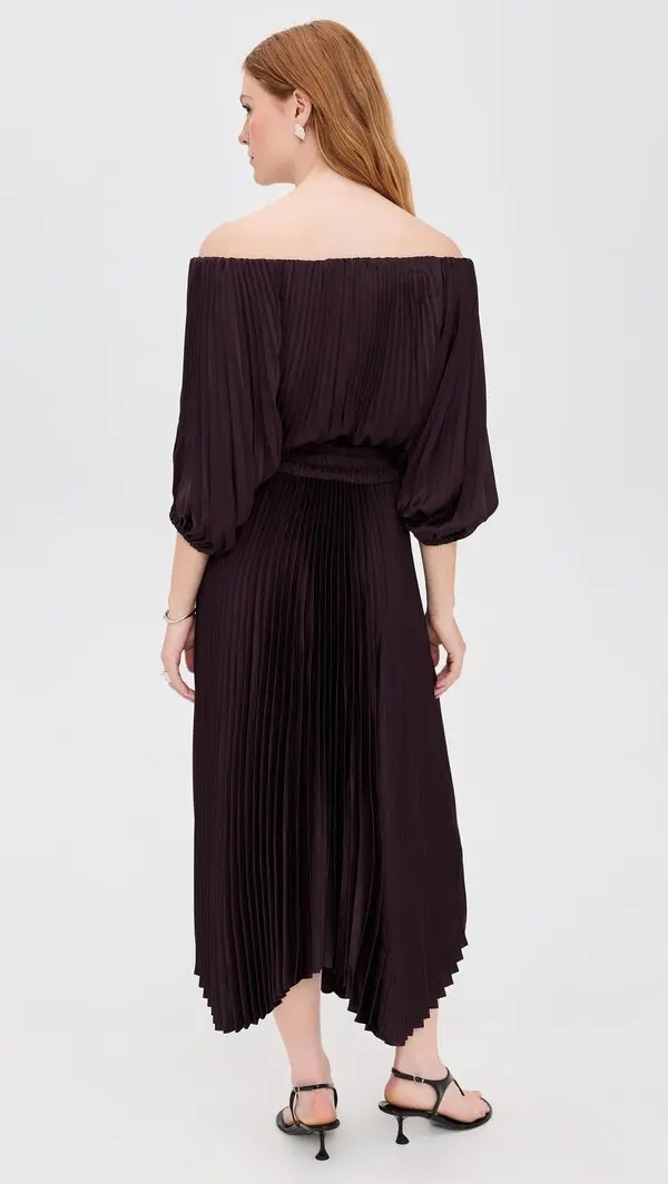 A.L.C. Sienna Pleated Midi Dress - Deep Plum