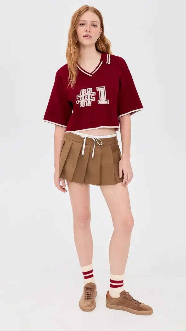STATE & LAKE V-neck Varsity Jersey - Burgundy/white