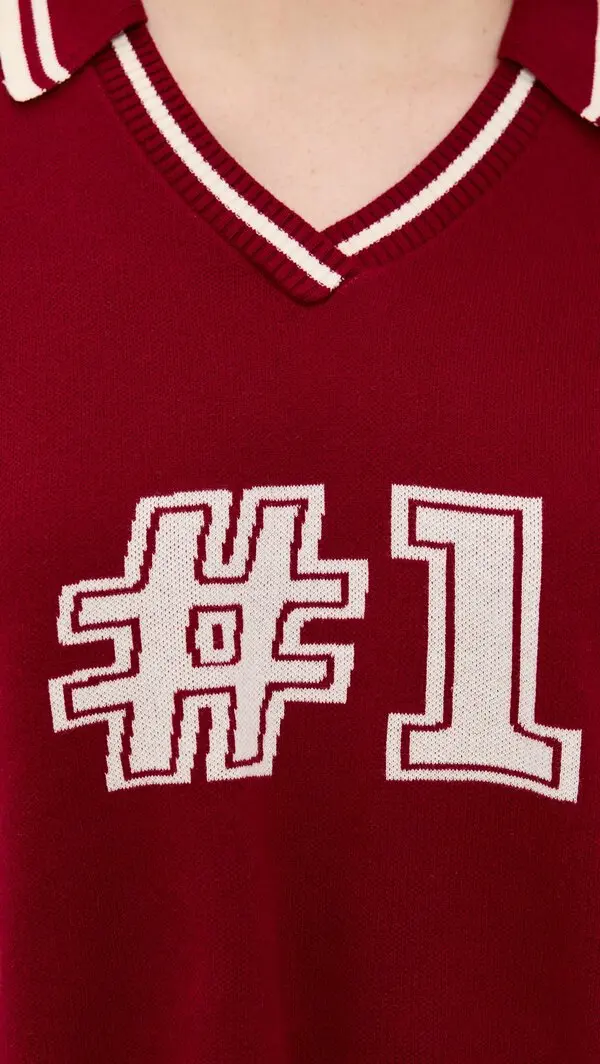 STATE & LAKE V-neck Varsity Jersey - Burgundy/white