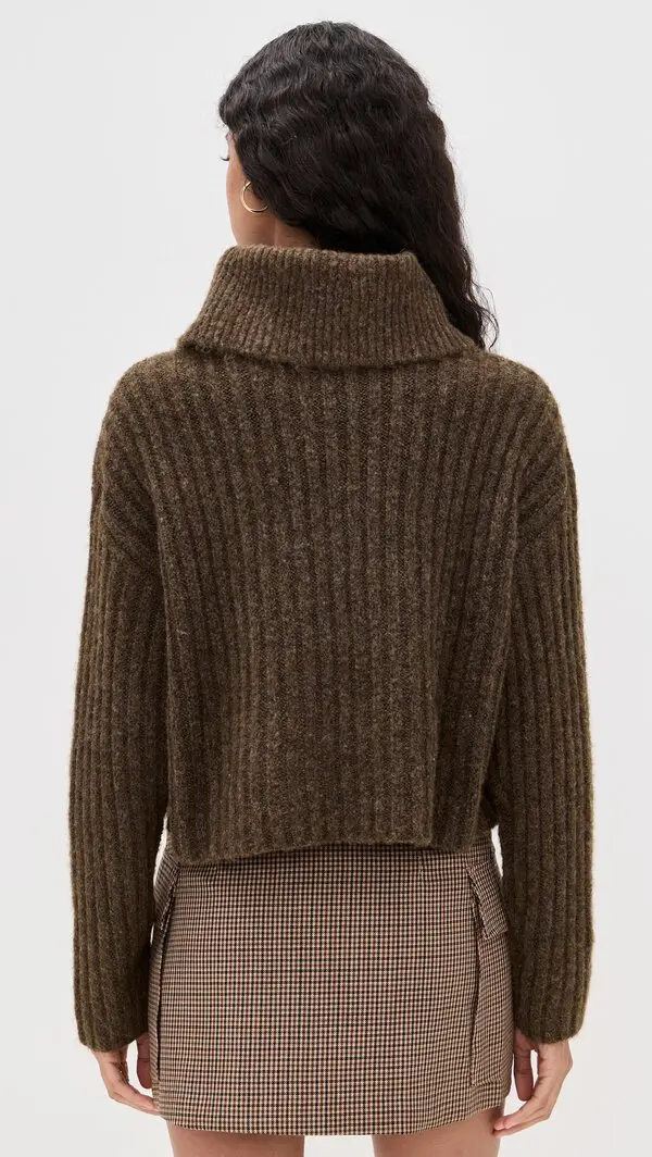 NIA Bruni Ribbed Knit Turtleneck Sweater - Brown
