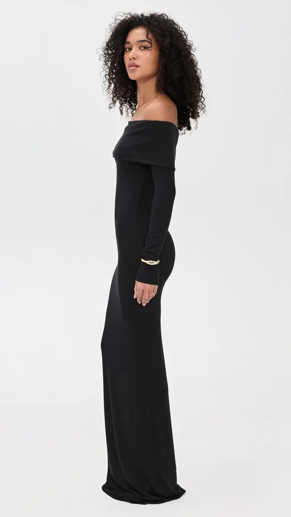 Eterne Long Sleeve Off Shoulder Maxi Dress
