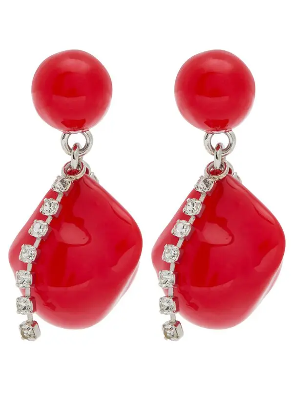 Completedworks Beaded Rhodium-plated Drop Earrings - Red