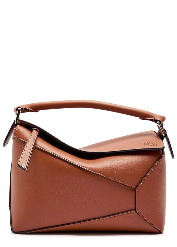 Loewe Puzzle Edge Small Leather Top Handle Bag - Tan