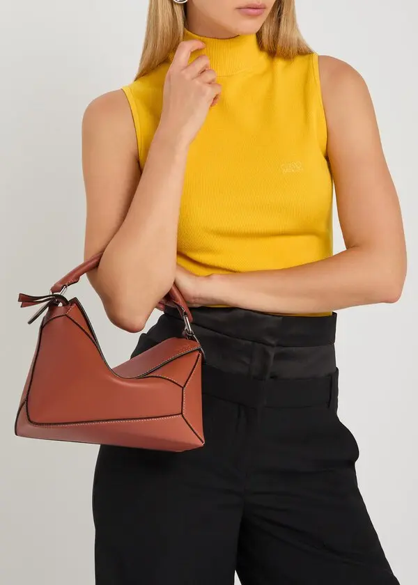 Loewe Puzzle Edge Small Leather Top Handle Bag - Tan
