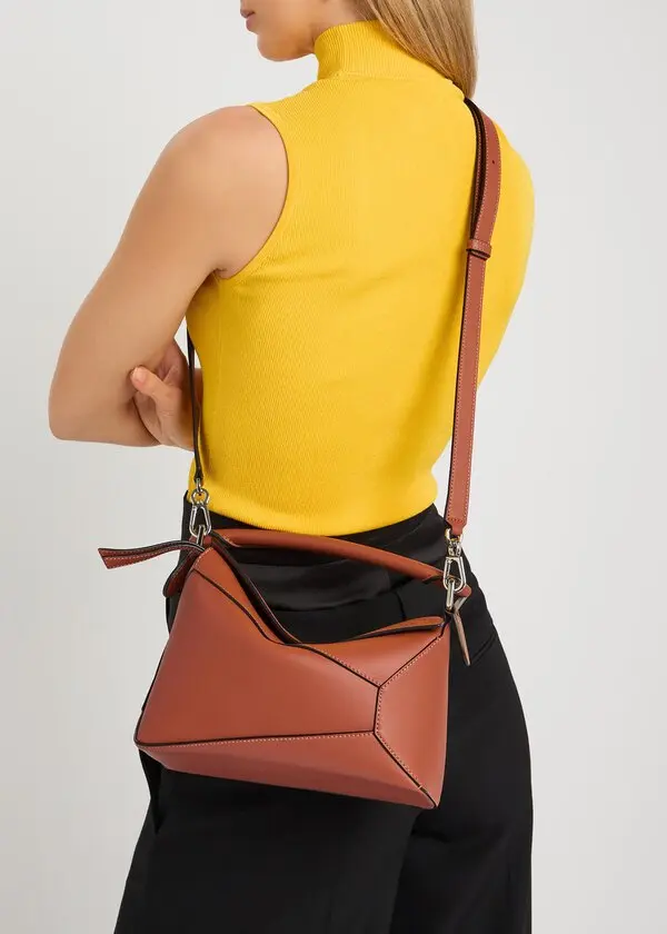Loewe Puzzle Edge Small Leather Top Handle Bag - Tan