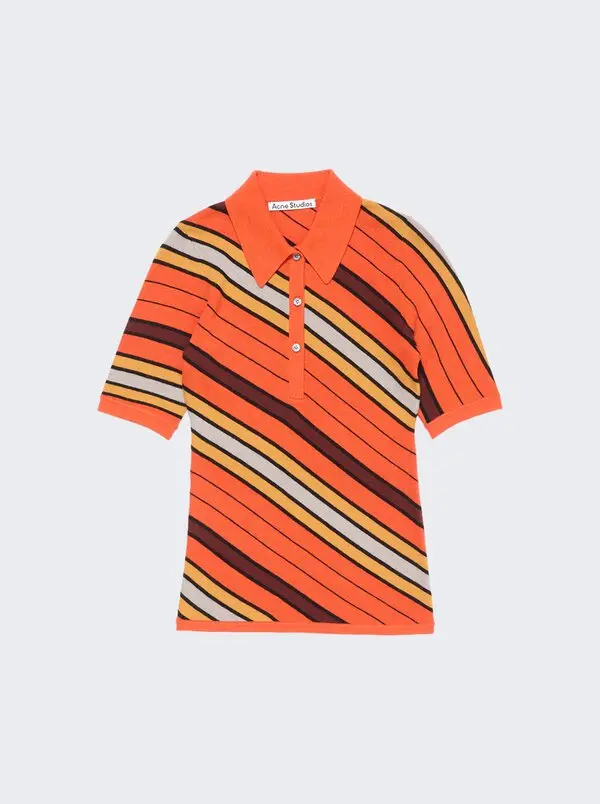 Acne Studios Wool Knit Polo Top - Orange