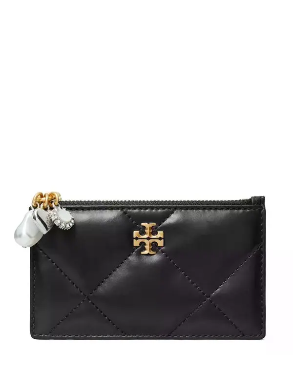 Tory Burch Quilted Charm Zip Card Case - Black