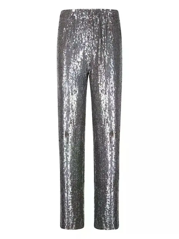 P.a.r.o.s.h Sequin Embellished Straight Leg Trousers - Silver
