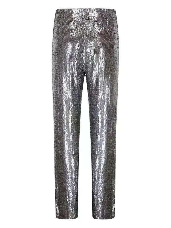 P.a.r.o.s.h Sequin Embellished Straight Leg Trousers - Silver