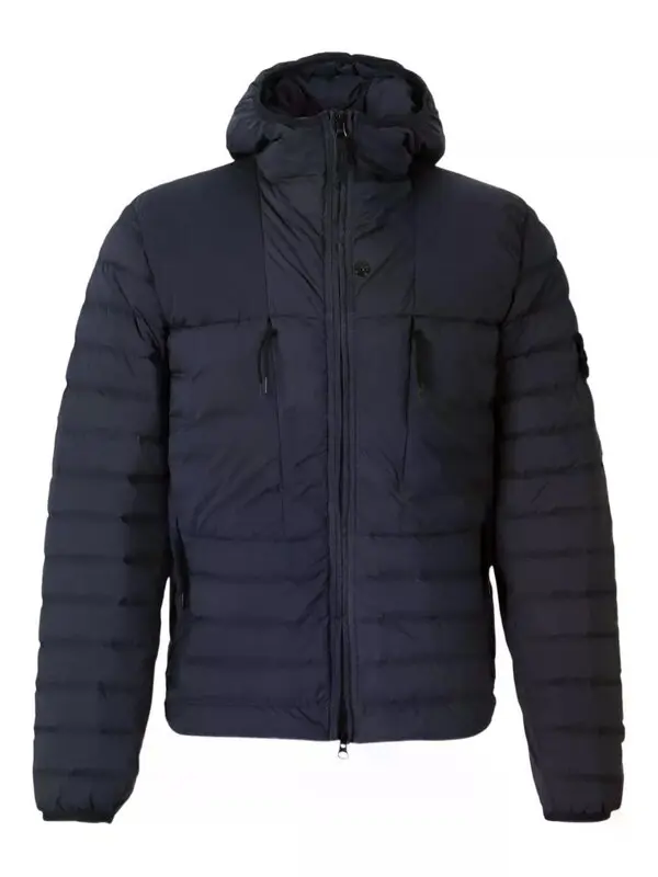 Stone Island Quilted Jacket With Logo Patch - Blue