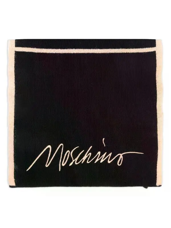 Moschino Embroidered Ribbed Scarf - Black