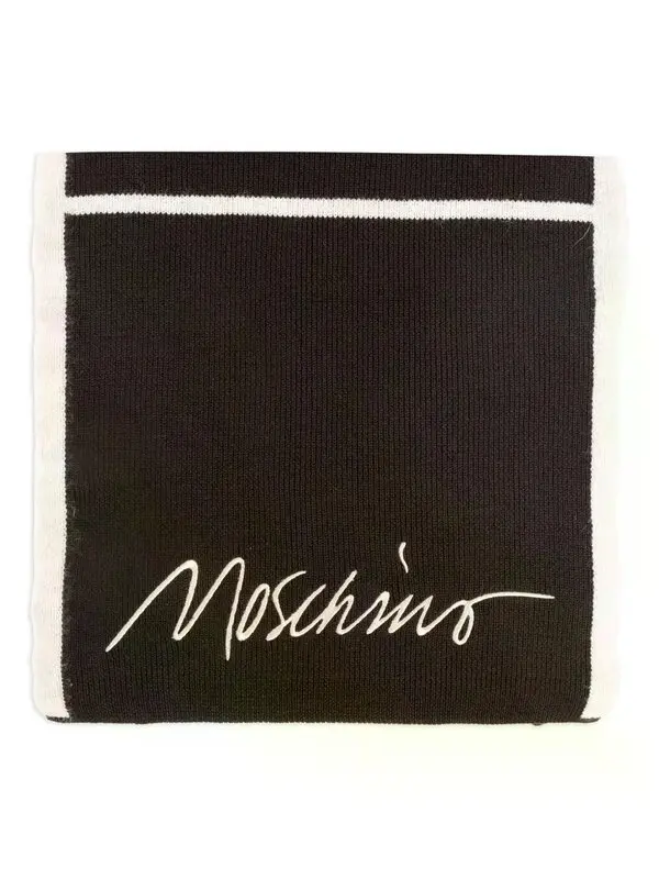 Moschino Embroidered Striped Wool-blend Scarf - Brown