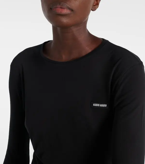 Miu Miu Logo Cotton Jersey Mini Dress