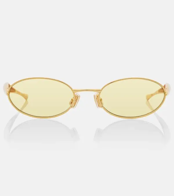 Bottega Veneta Sardine Oval Sunglasses - Gold