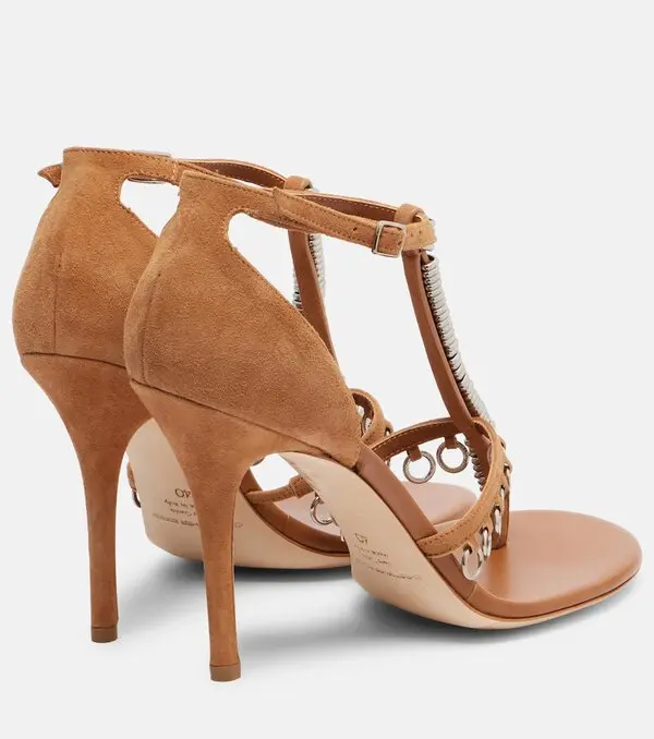 Christopher Esber Ludo Embellished Suede Sandals - Brown