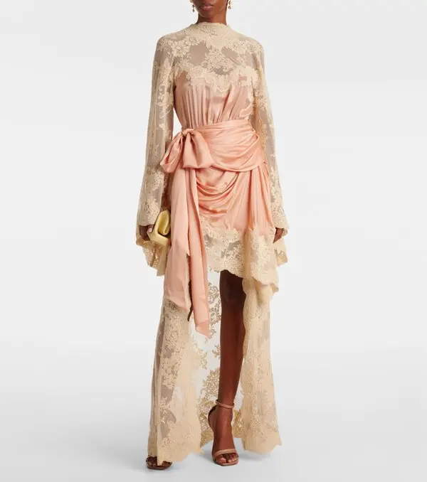Zimmermann Hypnotic Silk Satin And Lace Gown
