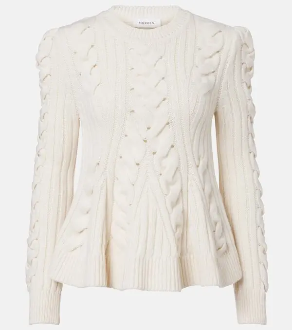 Alexander McQueen Cable-knit Wool And Cashmere Sweater - White