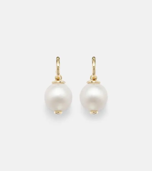 OCTAVIA ELIZABETH 18kt Yellow Drop Earrings With Diamonds And Pearls - Gold