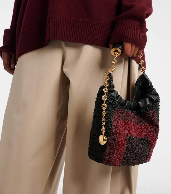 Loewe Squeeze Mini Beaded Leather Tote Bag