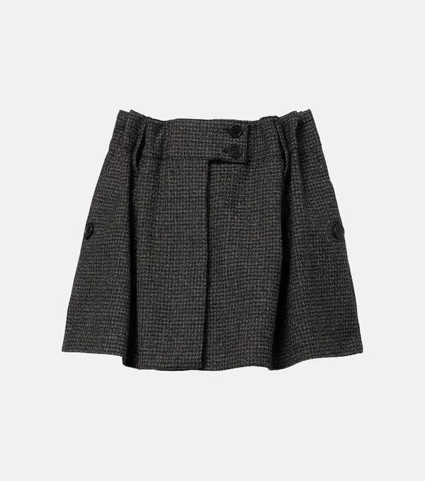 Prada Herringbone Virgin Wool Miniskirt - Black