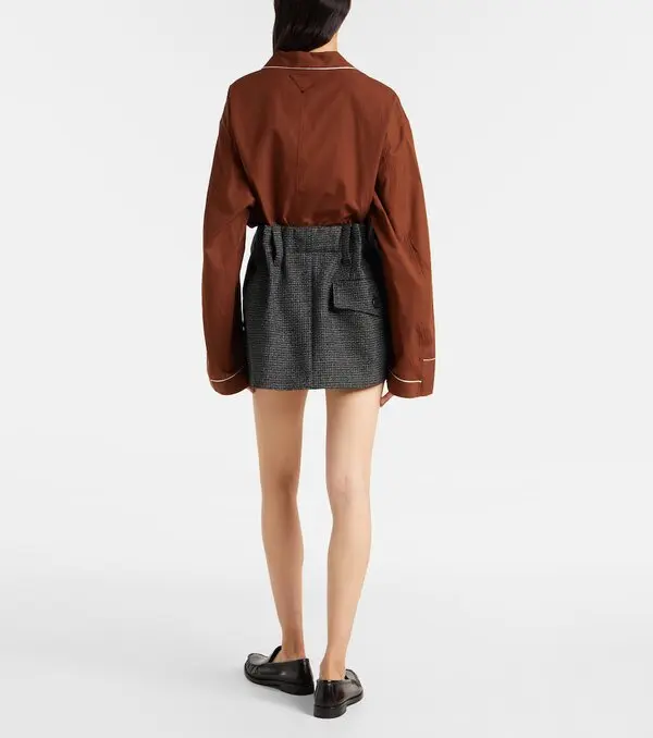 Prada Herringbone Virgin Wool Miniskirt