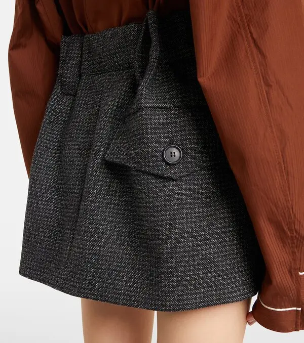 Prada Herringbone Virgin Wool Miniskirt