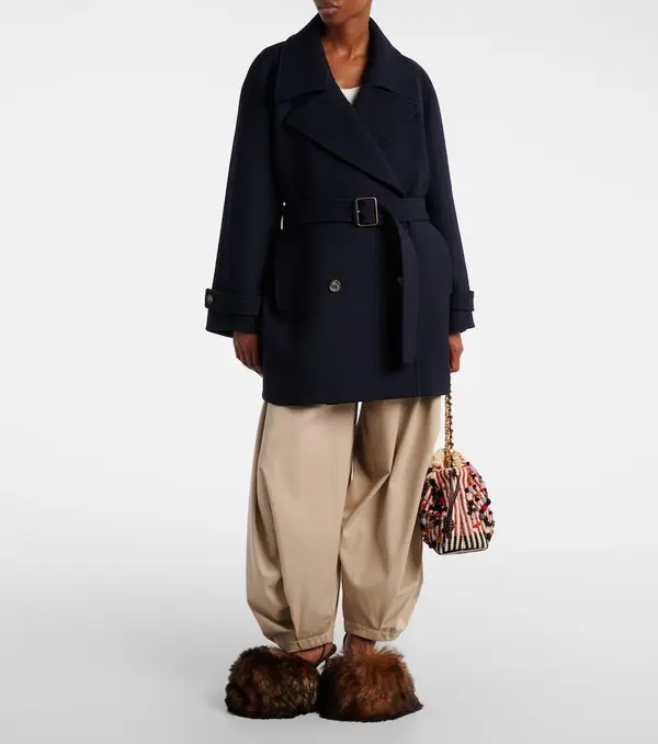 Loewe Belted Double-breasted Wool Coat