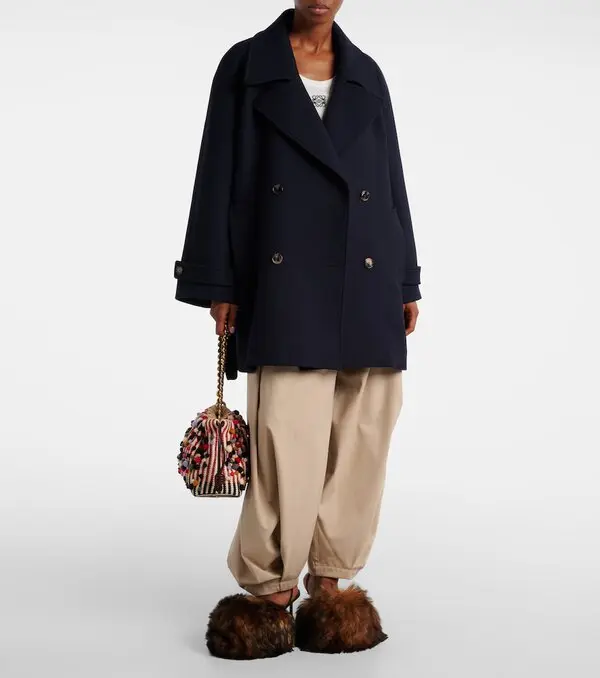 Loewe Belted Double-breasted Wool Coat