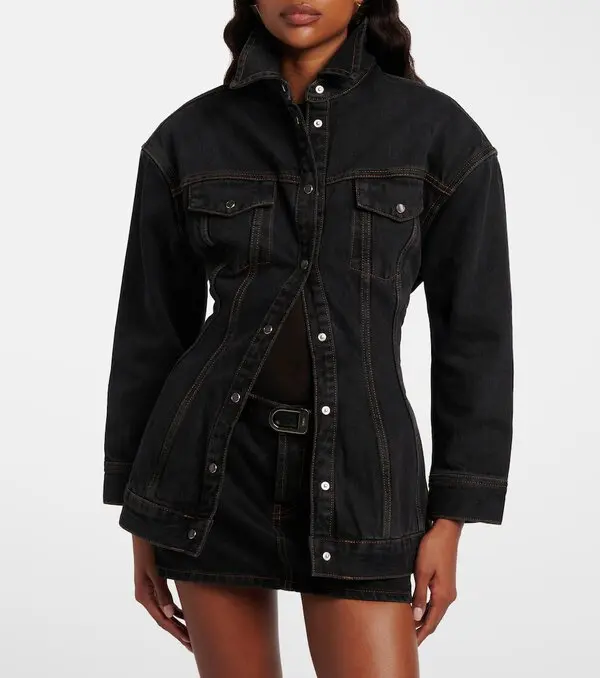 Wardrobe.NYC Contour Denim Jacket - Black