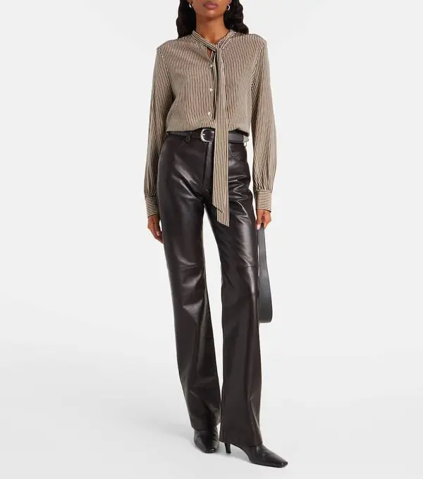 NILI LOTAN Leather Bootcut Pants