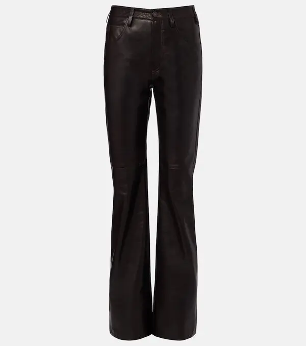 NILI LOTAN Leather Bootcut Pants - Black