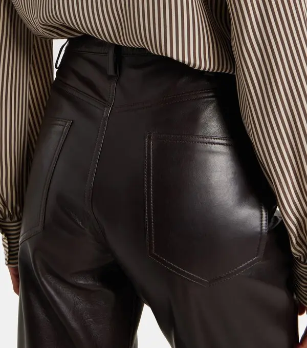 NILI LOTAN Leather Bootcut Pants