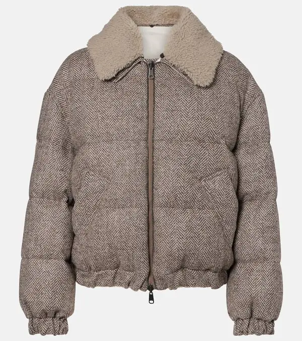 Brunello Cucinelli Wool-blend Down Jacket - Grey