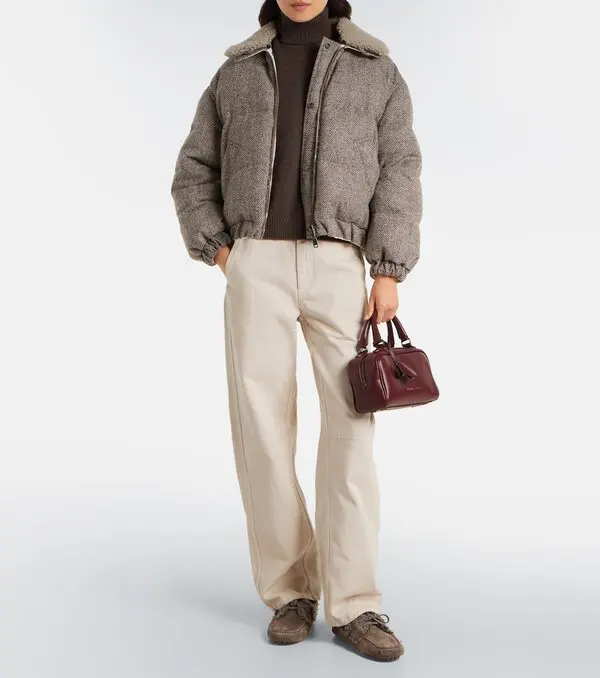 Brunello Cucinelli Wool-blend Down Jacket - Grey