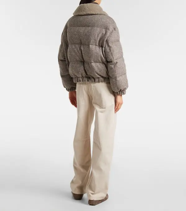 Brunello Cucinelli Wool-blend Down Jacket - Grey