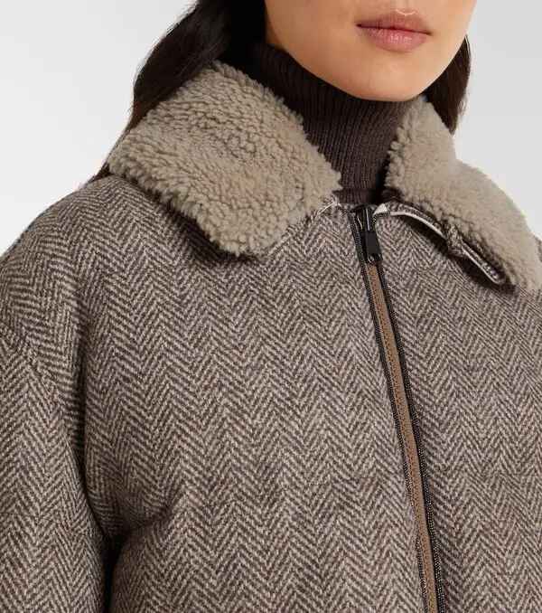 Brunello Cucinelli Wool-blend Down Jacket - Grey