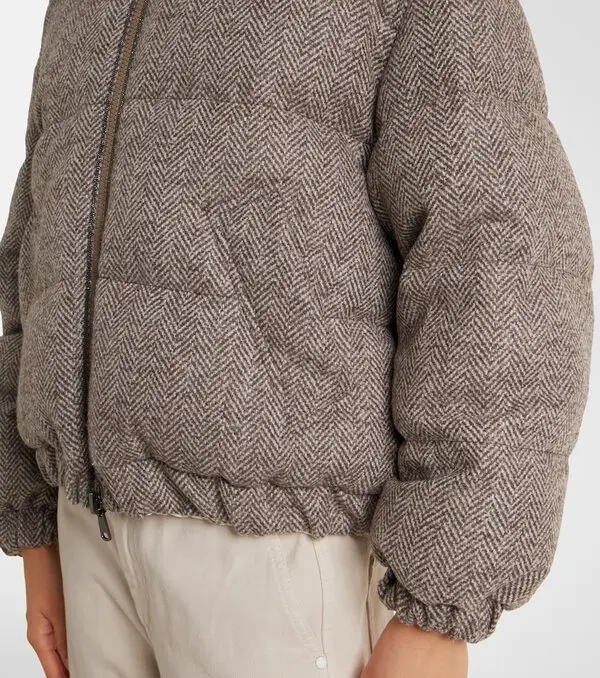 Brunello Cucinelli Wool-blend Down Jacket - Grey