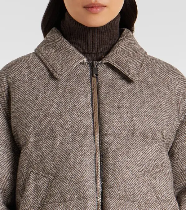 Brunello Cucinelli Wool-blend Down Jacket - Grey