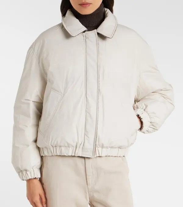 Brunello Cucinelli Wool-blend Down Jacket - Grey