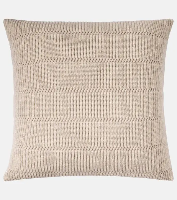 Brunello Cucinelli Cashmere And Wool Cushion - Beige