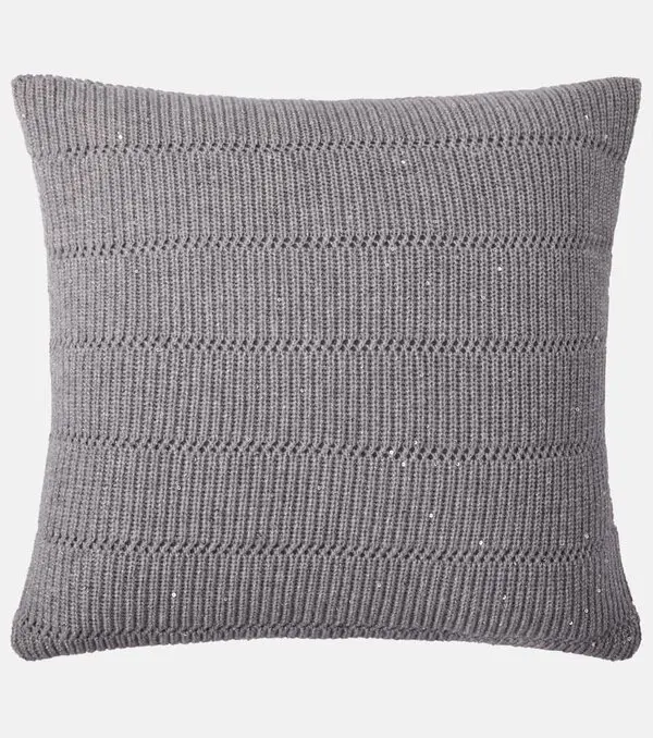 Brunello Cucinelli Cashmere And Wool-blend Cushion - Grey