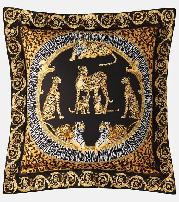 Versace Logo Printed Cotton Satin Cushion